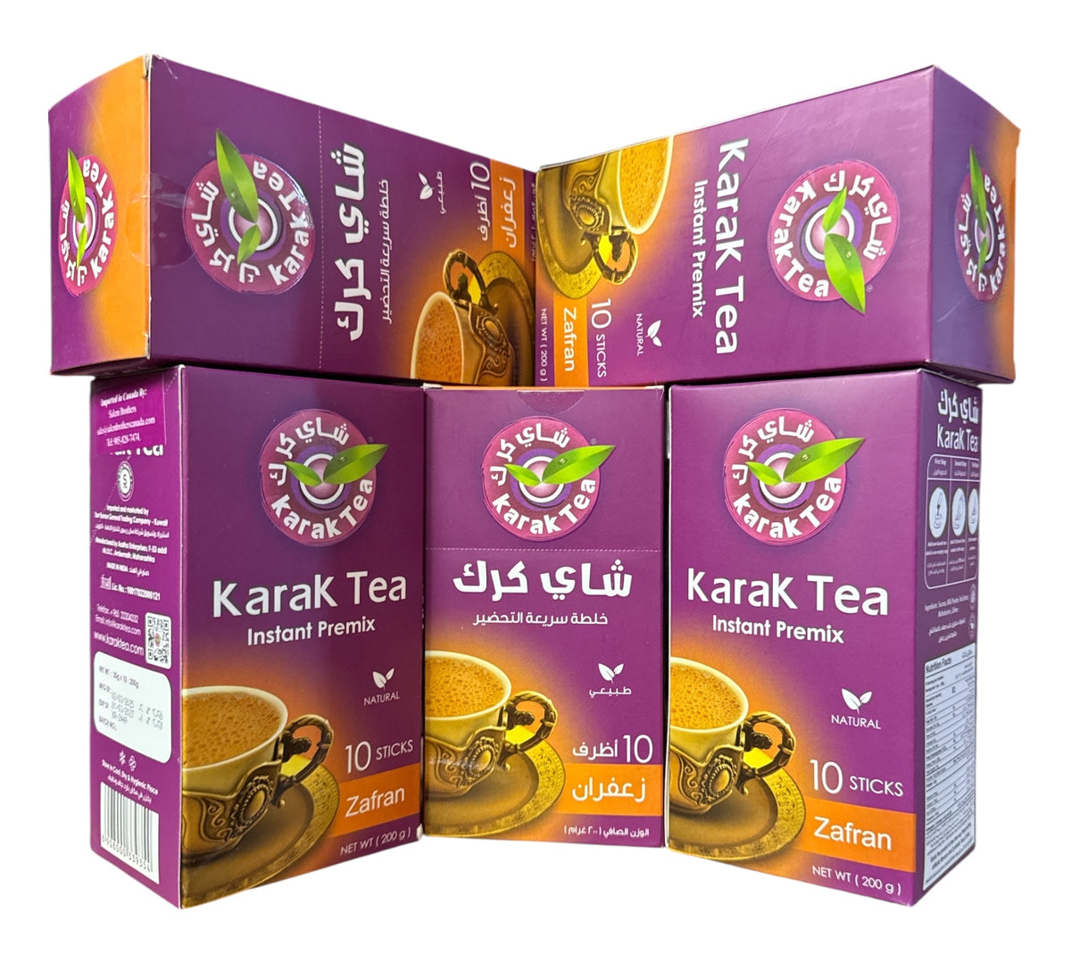 Karak Tea Instant Premix with Safran - 5 Pack (10 x 20g Sachets Each)